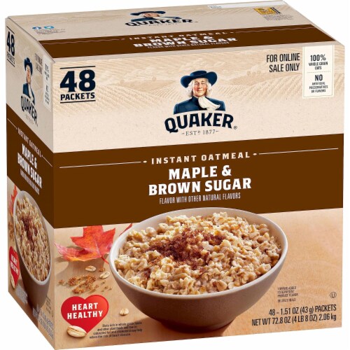 Quaker Instant Oatmeal Maple Brown Sugar Individual Packets 1.51 Ounce Pack of 48 1.51 Ounce Pack of 48 City Market