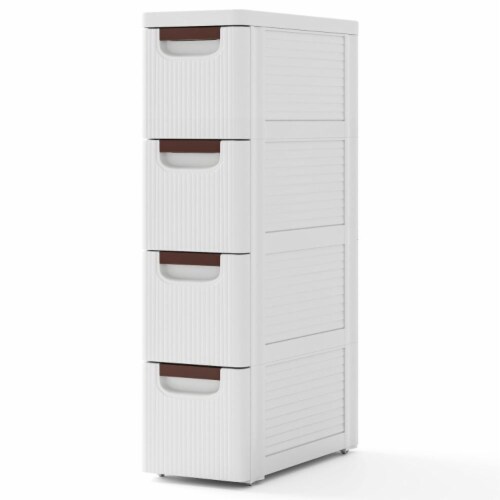 Hivvago Rolling Organizer Unit Narrow Storage Cabinet with Built In Wheels 4 Drawer 4 Drawer Fry s Food Stores