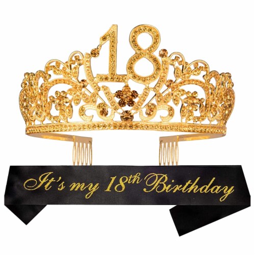 18th Birthday Gifts for Women Glitter Sash Rhinestone Tiara Large Kroger