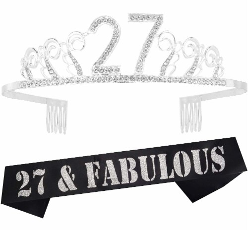 27th Birthday Sash And Tiara Set For Women Glitter Sash And Rhinestone
