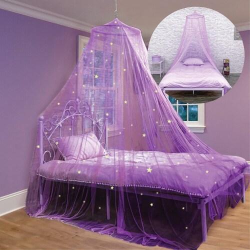 Bed Canopy with Glow in The Dark Stars for Girls Kids and Babies Purple 1 Harris Teeter