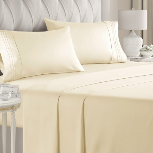 CGK Unlimited 4 Piece Deep Pocket Microfiber Muted Vibrant Sheet Set Full Off White Full Kroger