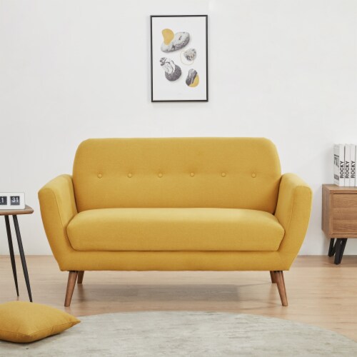 Oakland Loveseat Sofa Mid Century Modern Design Soft Fabric Upholstery Hand Tufting Solid 1 unit Fred Meyer