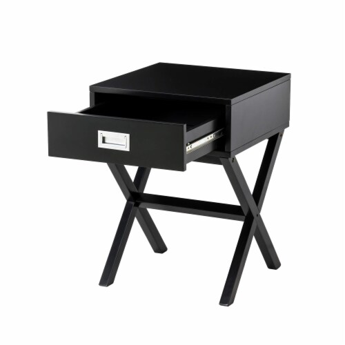 Glitzhome 21.8 Inch Height Wooden X leg Nightstand with Drawer Black Set of One Gerbes Super Markets