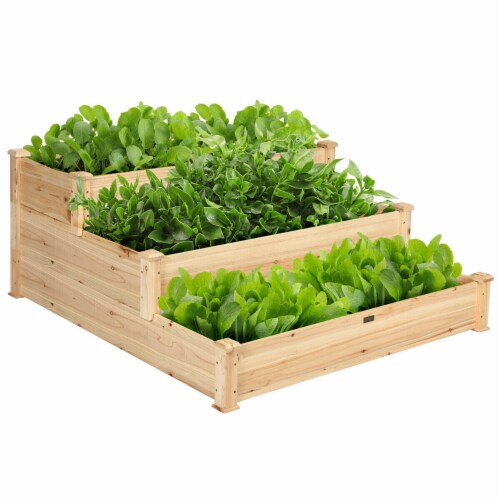 Costway 3 Tier Wooden Raised Vegetable Garden Bed Elevated Planter Kit
