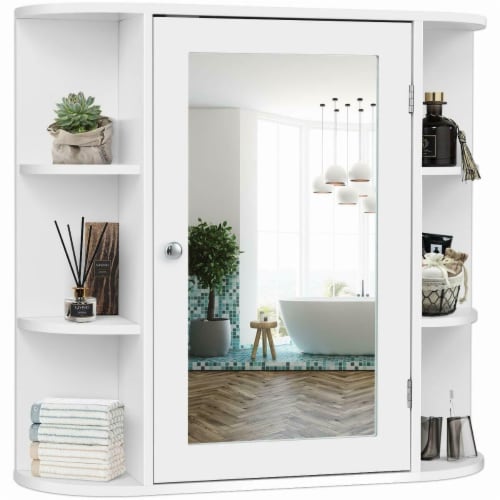 Costway Multipurpose Wall Surface Bathroom Storage Medicine Cabinet Mirror White 1 unit Dillons Food Stores