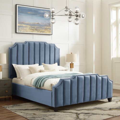 Queen tufted headboard with nailhead trim store