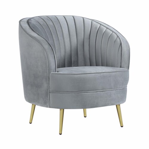 Velvet Accent Chair with Metal Legs in Grey and Gold 1 Unit Gerbes Super Markets