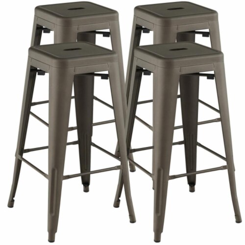 Hivvago 30 Inch Bar Stools Set of 4 with Square Seat and Handling Hole Gun 4 Pieces Fry s Food Stores