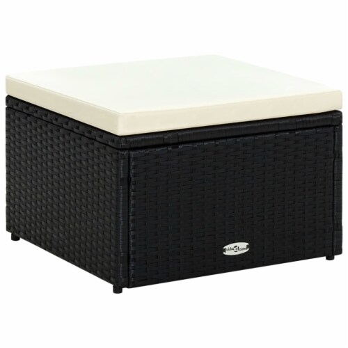 Black rattan ottoman store