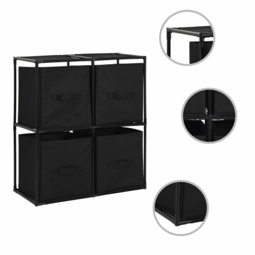 vidaXL Storage Cabinet with 4 Fabric Baskets Black 24.8 x11.8 x28 Steel 1 Fry s Food Stores