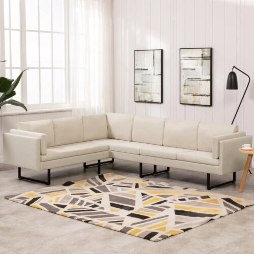 vidaXL Corner Sofa Cream Fabric 1 set Gerbes Super Markets