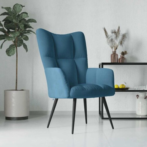 vidaXL Relaxing Chair Blue Velvet 1 Fry s Food Stores