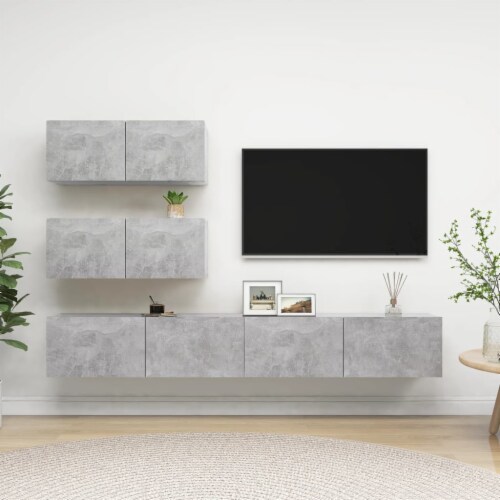 vidaXL 4 Piece TV Stand Set Concrete Gray Engineered Wood 4 39.4 Fred Meyer