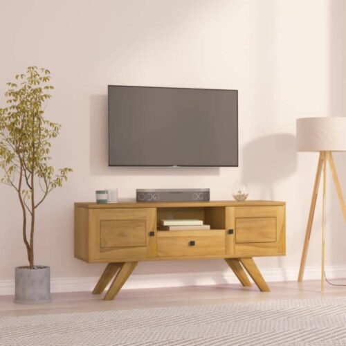 vidaXL TV Stand 43.3 x11.8 x19.7 Solid Wood Teak 63 x13.8 x15.7 Fred Meyer