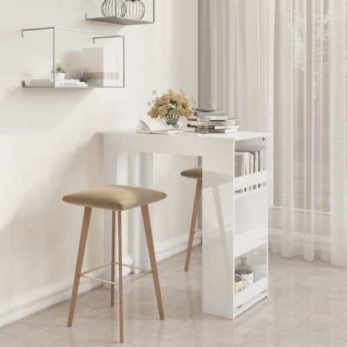 vidaXL Bar Table with Storage Rack High Gloss White 40.2 x19.7 x40.7 1 Fred Meyer