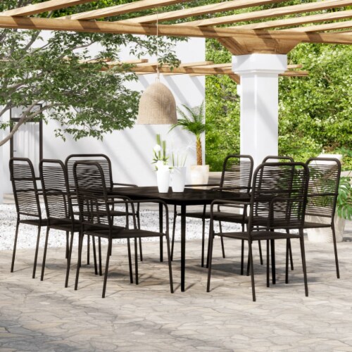 vidaXL 9 Piece Patio Dining Set Black 78.8 table length 9 pcs Fry s Food Stores