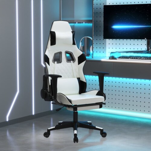 White gaming chair with footrest store