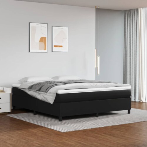 vidaXL Bed Frame without Mattress Black King Faux Leather US Only King 13.8 Gerbes Super Markets