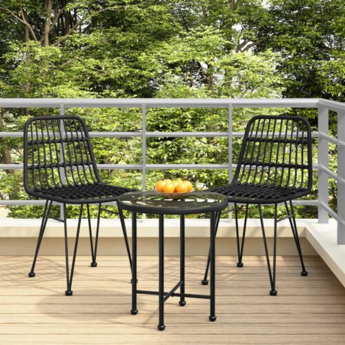 vidaXL Patio Chairs 2 pcs Black 18.9 x24.4 x33.1 PE Rattan 2 Gerbes Super Markets