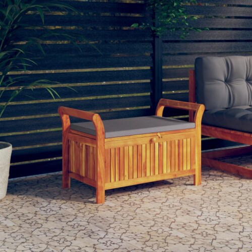Vidaxl Patio Storage Bench With Cushion 35 8 Solid Wood Acacia 35 8