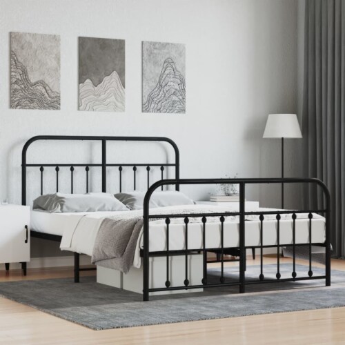 vidaXL Metal Bed Frame without Mattress with Footboard Black 53.1 x74.8 53.1 x74.8 Fred Meyer