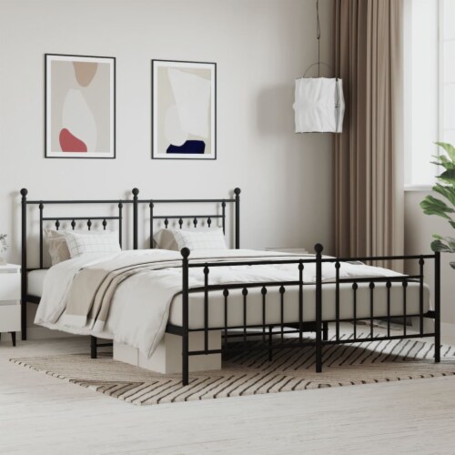 Black metal bed frame california king store