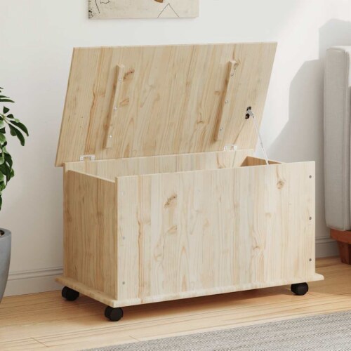Wooden chest on wheels store