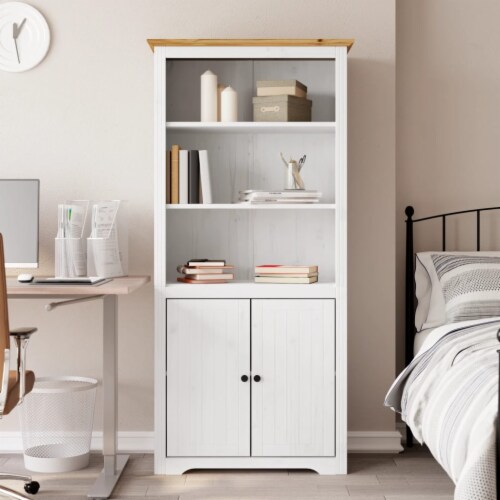 White and pine bookcase store