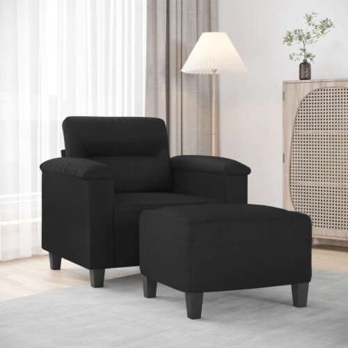 vidaXL Sofa Chair with Footstool Black 23.6 Faux Leather 35.4 x30.3 x31.5 Fred Meyer