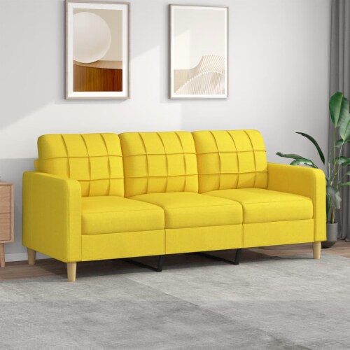 vidaXL 3 Seater Sofa Light Yellow 70.9 Fabric 70.9 Dillons Food Stores
