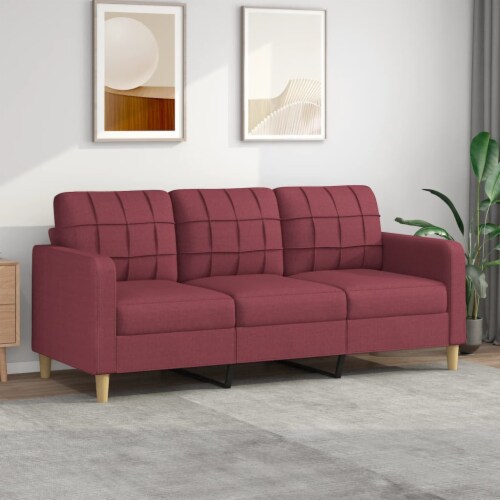 Red 3 seater fabric sofa store
