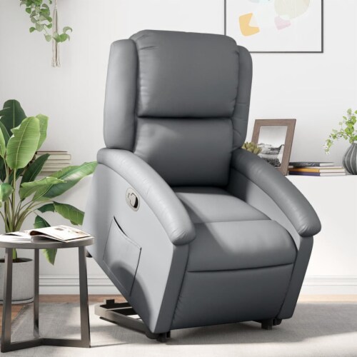 Grey leather electric recliner chair store
