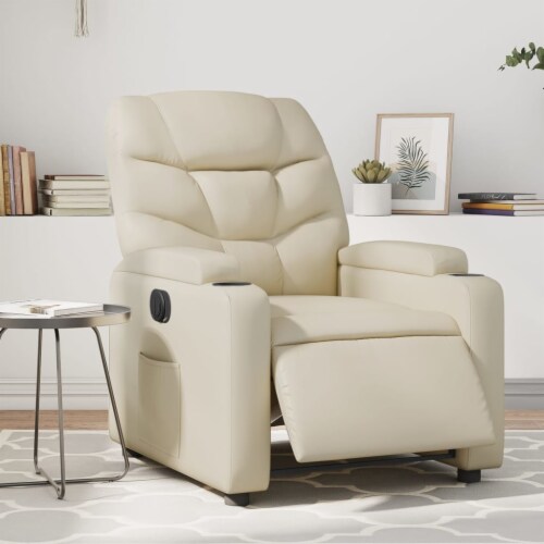 Vidaxl Electric Massage Recliner Chair Cream Faux Leather 291 X35