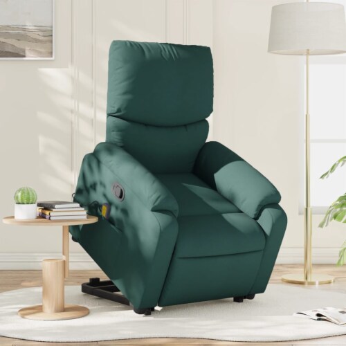 Vidaxl Stand Up Massage Recliner Chair Dark Green Fabric 1 Qfc
