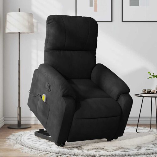 vidaXL Electric Stand up Massage Recliner Chair Black Microfiber Fabric 1 City Market