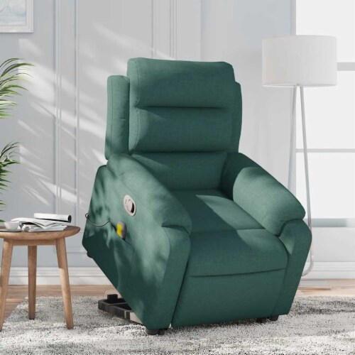 Vidaxl Stand Up Massage Recliner Chair Dark Green Fabric 295 X364 X394 Kroger