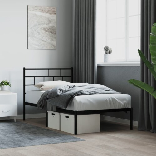 vidaXL Black Metal Twin XL Bed Frame with Headboard Heavy Duty No Mattress 39.4 x78.7 Fry s Food Stores