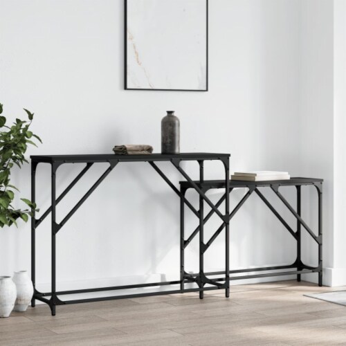 vidaXL Nesting Console Tables 2 pcs Black Engineered Wood 1 Gerbes Super Markets