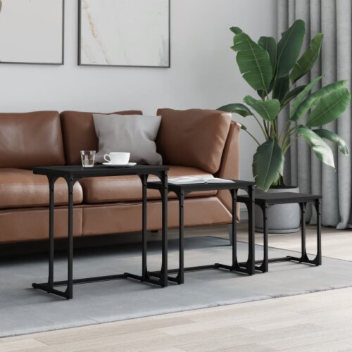 vidaXL Nesting Coffee Tables 3 pcs Black Engineered Wood 1 City Market