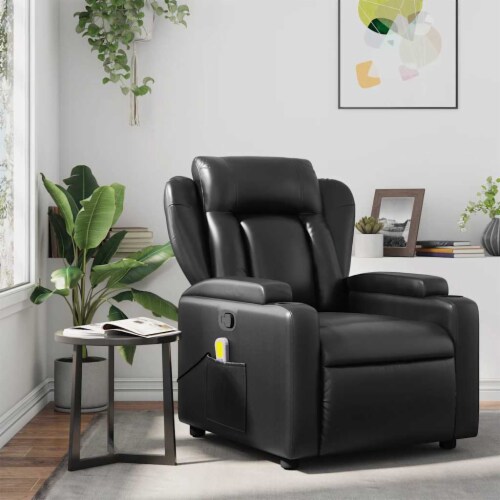 Black leather massage recliner chair store