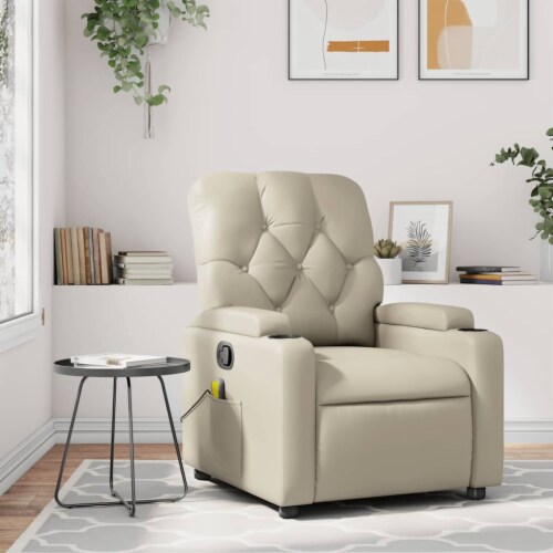 Cream faux leather recliner chair store