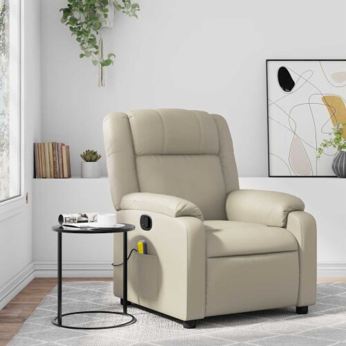 vidaXL Massage Recliner Chair Adjustable 6 Point Vibration Cream Leather 1 Fred Meyer