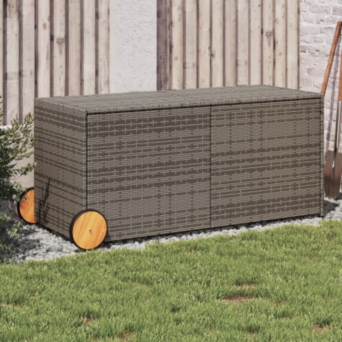 Rattan garden storage box grey store