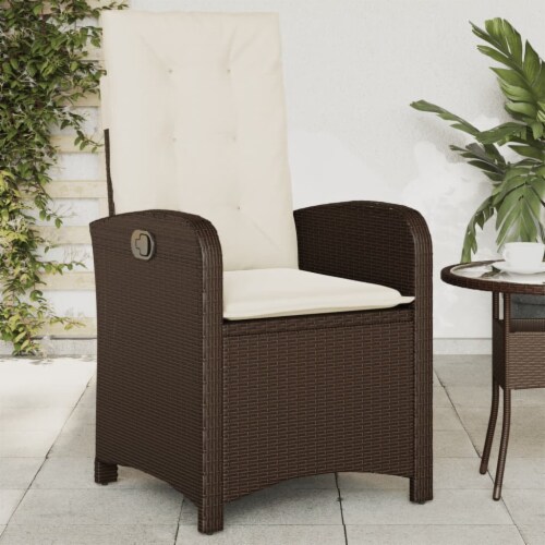 vidaXL Reclining Patio Chair with Cushions Brown Poly Rattan 1 Fry s Food Stores