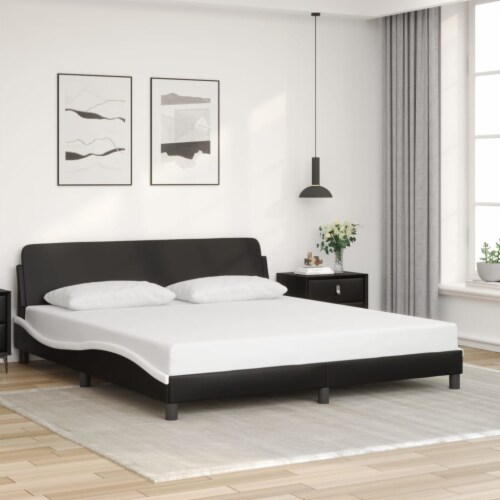 Black and white leather bed frame store