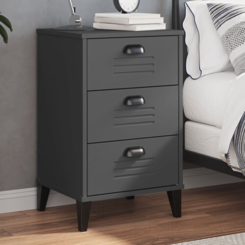 vidaXL Bedside Cabinet VIKEN Anthracite Gray Engineered Wood 1 Fry s Food Stores