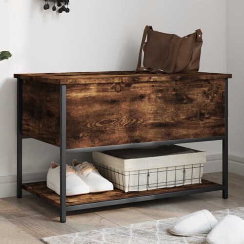 vidaXL Storage Bench Smoked Oak 27.6 x16.7 x18.5 Engineered Wood 27.6 x16.7 x18.5 Pay Less Super Markets