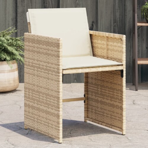 vidaXL Patio Chairs with Cushions 4 pcs Beige Poly Rattan 19.9 x21.3 x31.1 Gerbes Super Markets