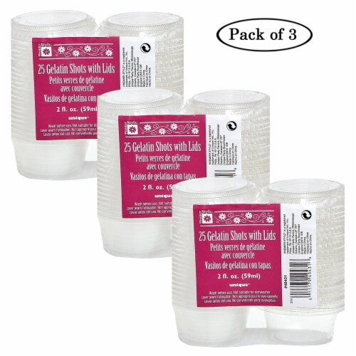 Clear Plastic Gelatin Shot Cups Wlids 25pkg By Unique Industries